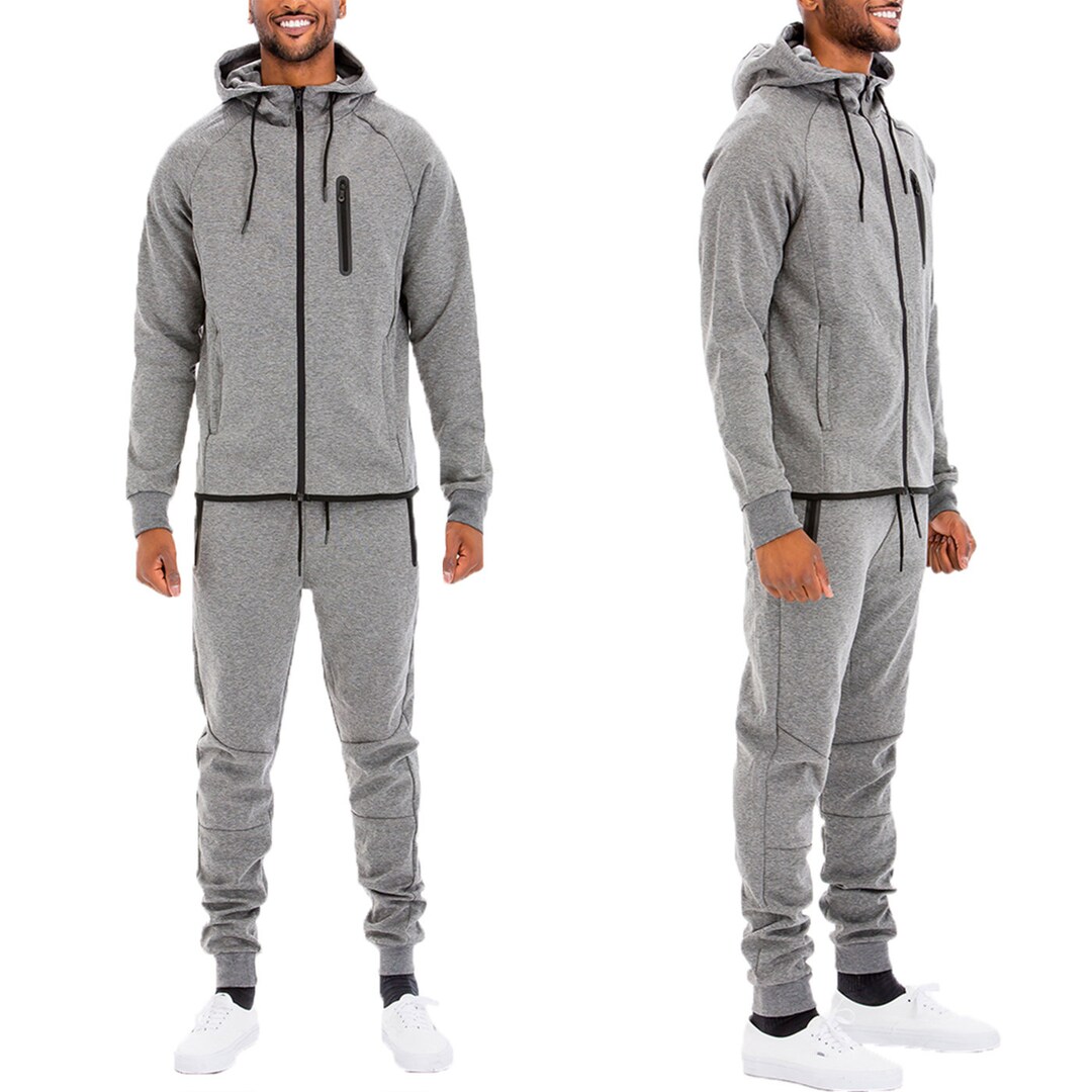 Unisex Dark Grey Charcoal Dynamic Tech Track Suit Zip up Jacket and ...