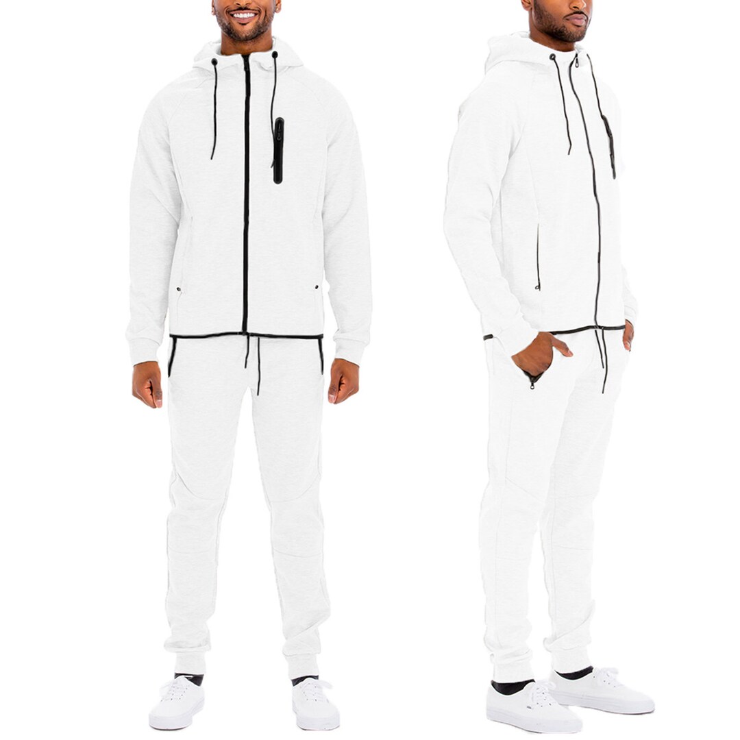 Unisex White Dynamic Tech Track Suit Zip up Jacket and Jogger - Etsy