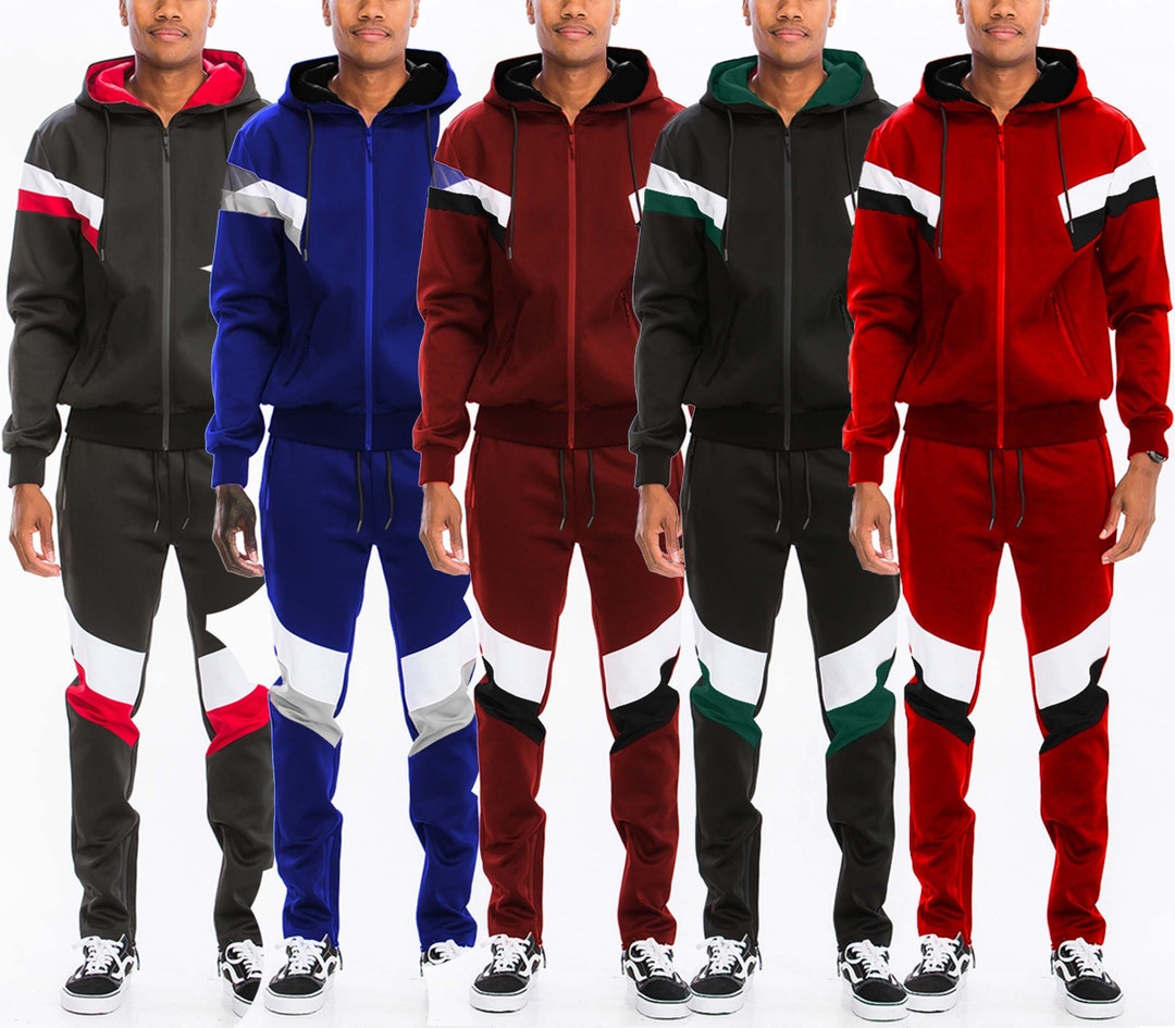 Unisex Zip up Print Track Suit Jacket and Pant Matching Set, Workout ...