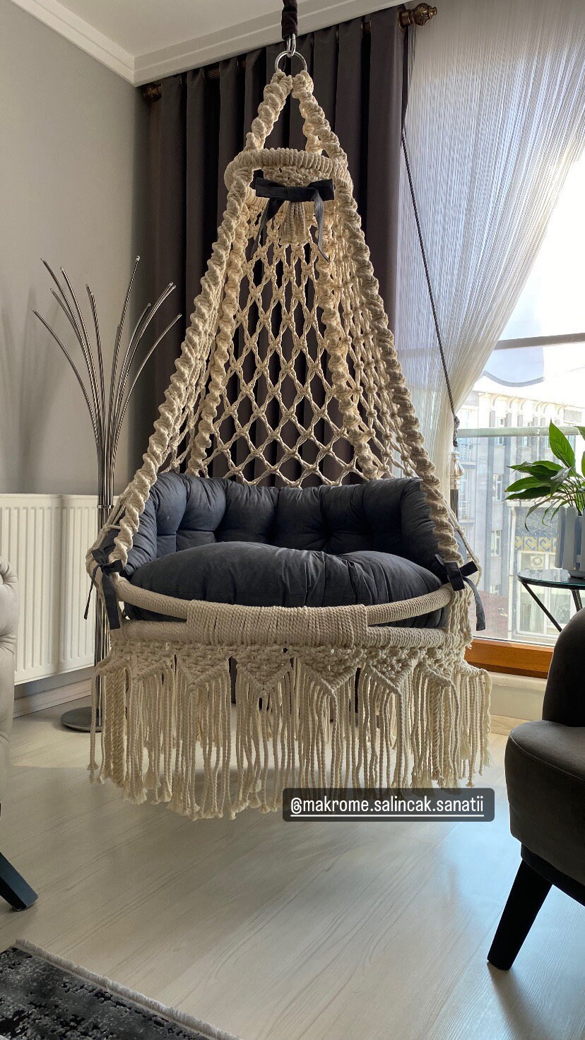 Macram Chair,rocking Chair,handmade Design Swing,beige Swing,custom Swing,hangessel,chair ...