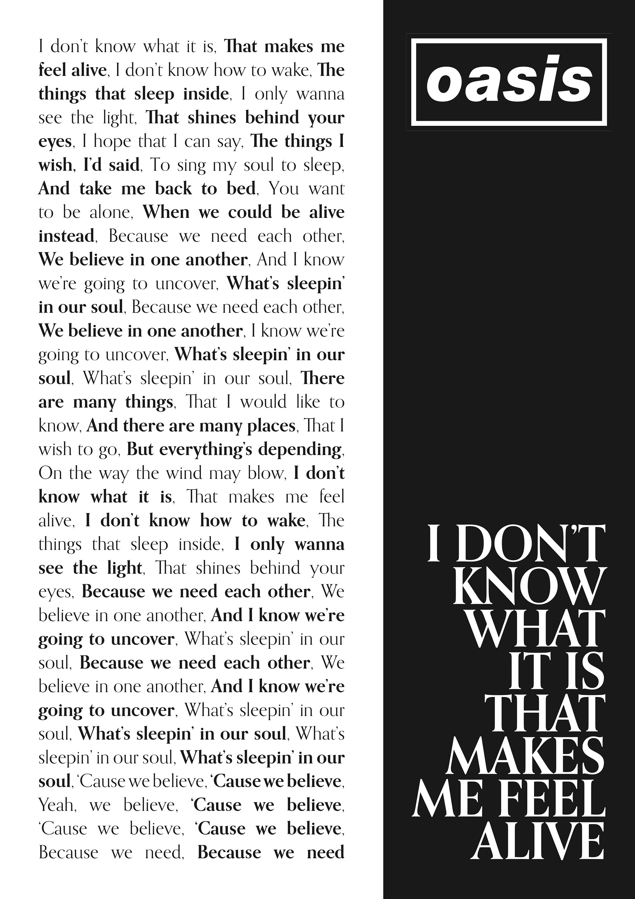 OASIS AQUIESCE Printable Download Song Lyrics Digital File to Print at ...