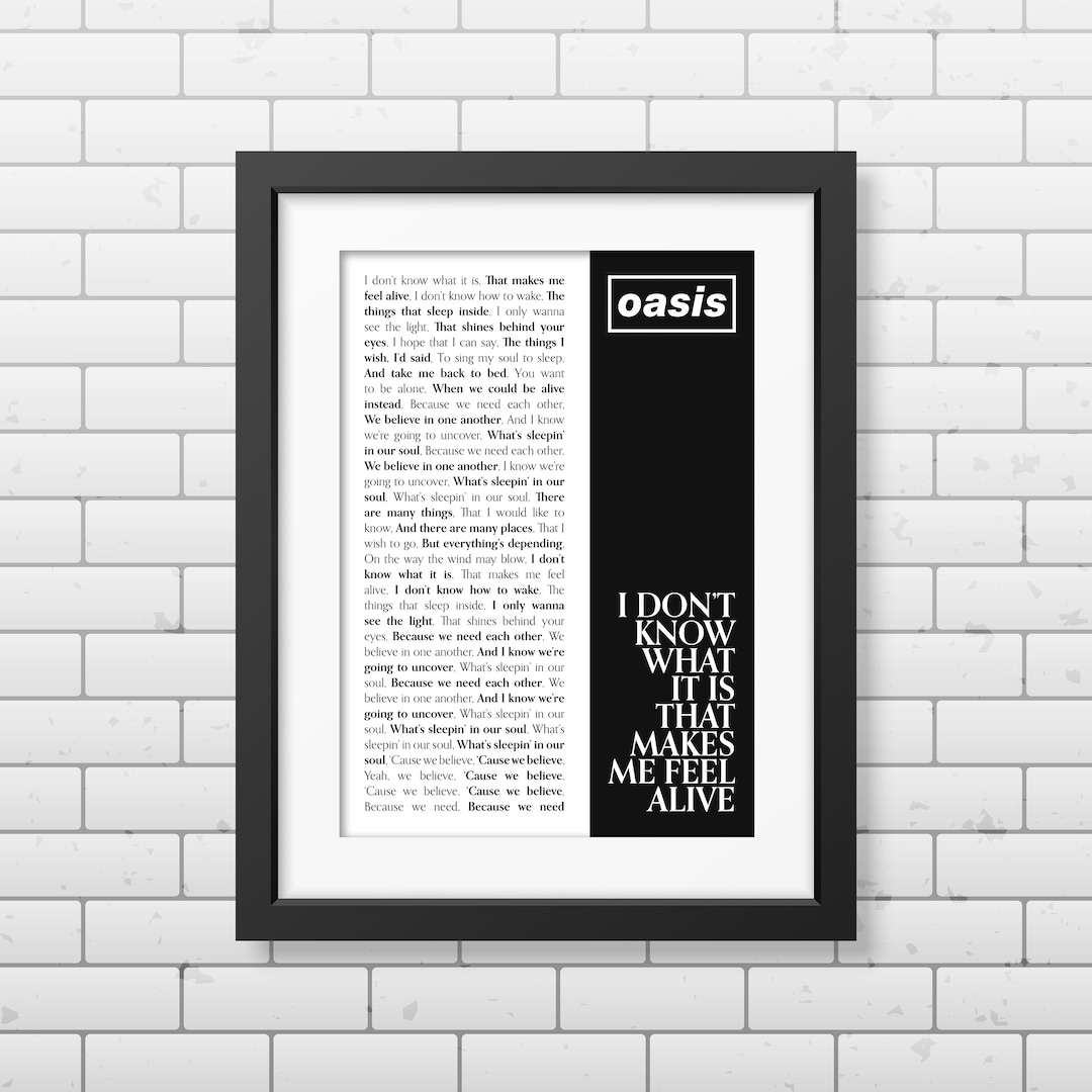 OASIS AQUIESCE Printable Download - Song Lyrics Digital File to Print ...
