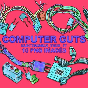 Electronics, Retro, Computer Tech Clip Art Set. Colorful, Bold ...