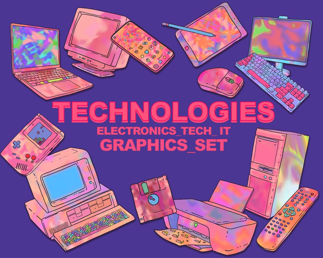 TECHNOLOGIES, Electronics and Computer Tech, Themed Clip Art Set. Fun ...