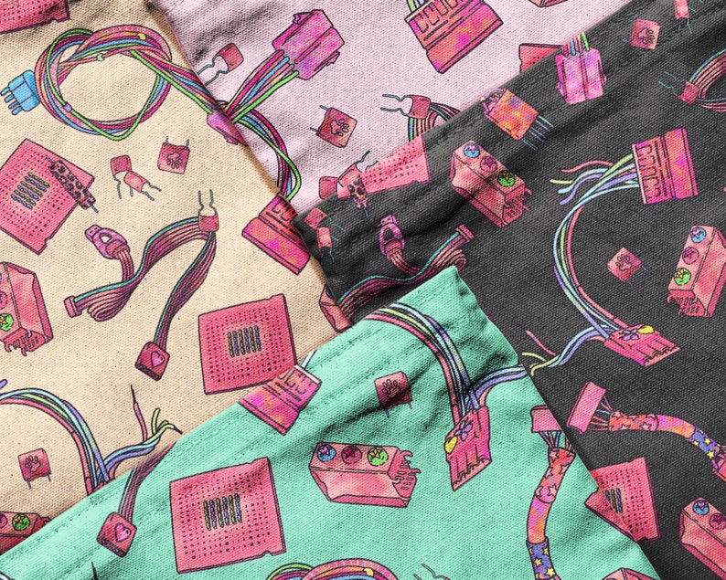 Electronics, Cyberpunk, Retro Computer Tech Clip Art and Seamless ...