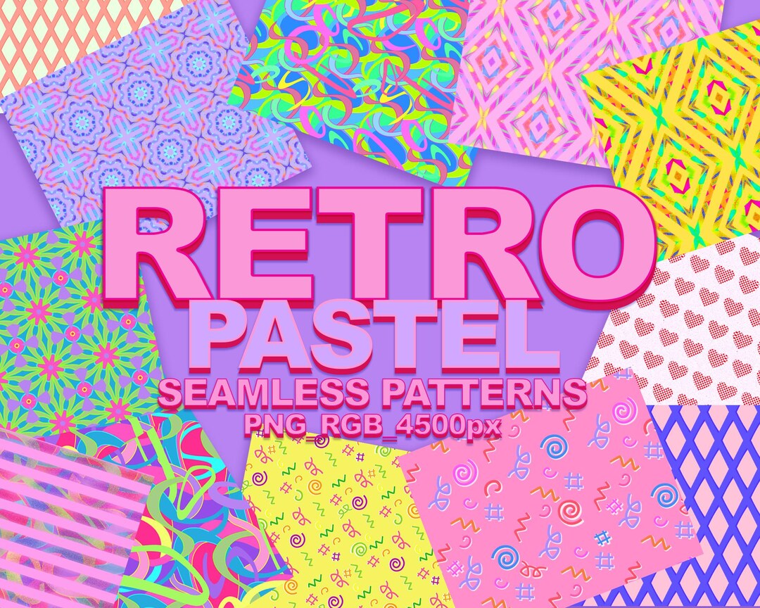 Pastel Retro Patterns – 80s & 90s Seamless Digital Paper - Etsy