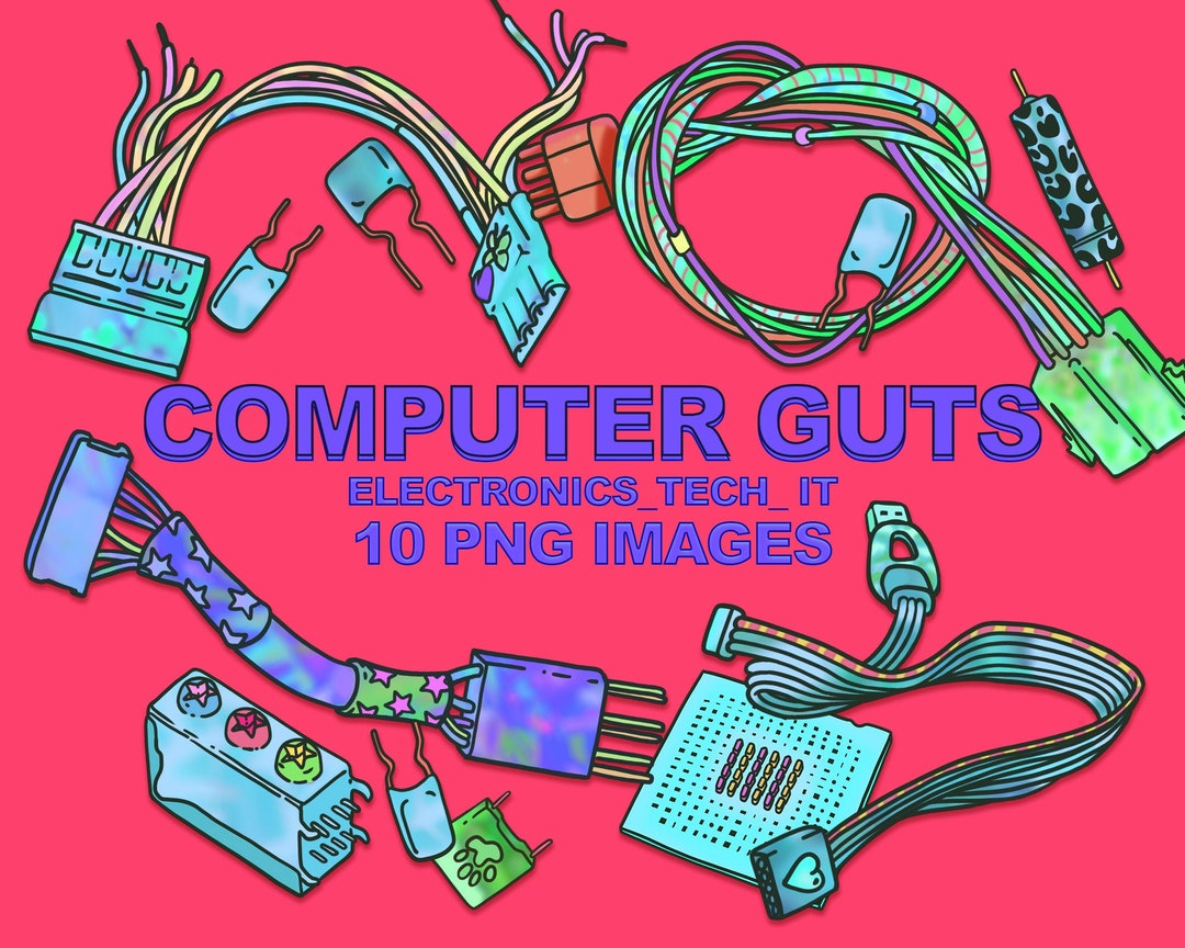 Electronics, Retro, Computer Tech Clip Art Set. Colorful, Bold ...