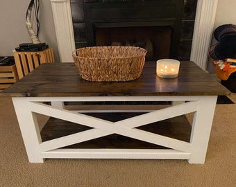 Square White Farmhouse Coffee Table - Etsy