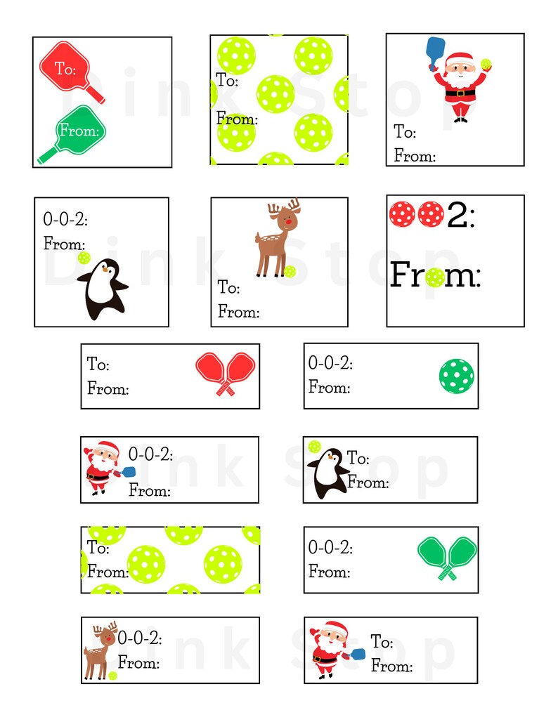 Pickleball Christmas Gift Tags Instant Download Print at Home ...