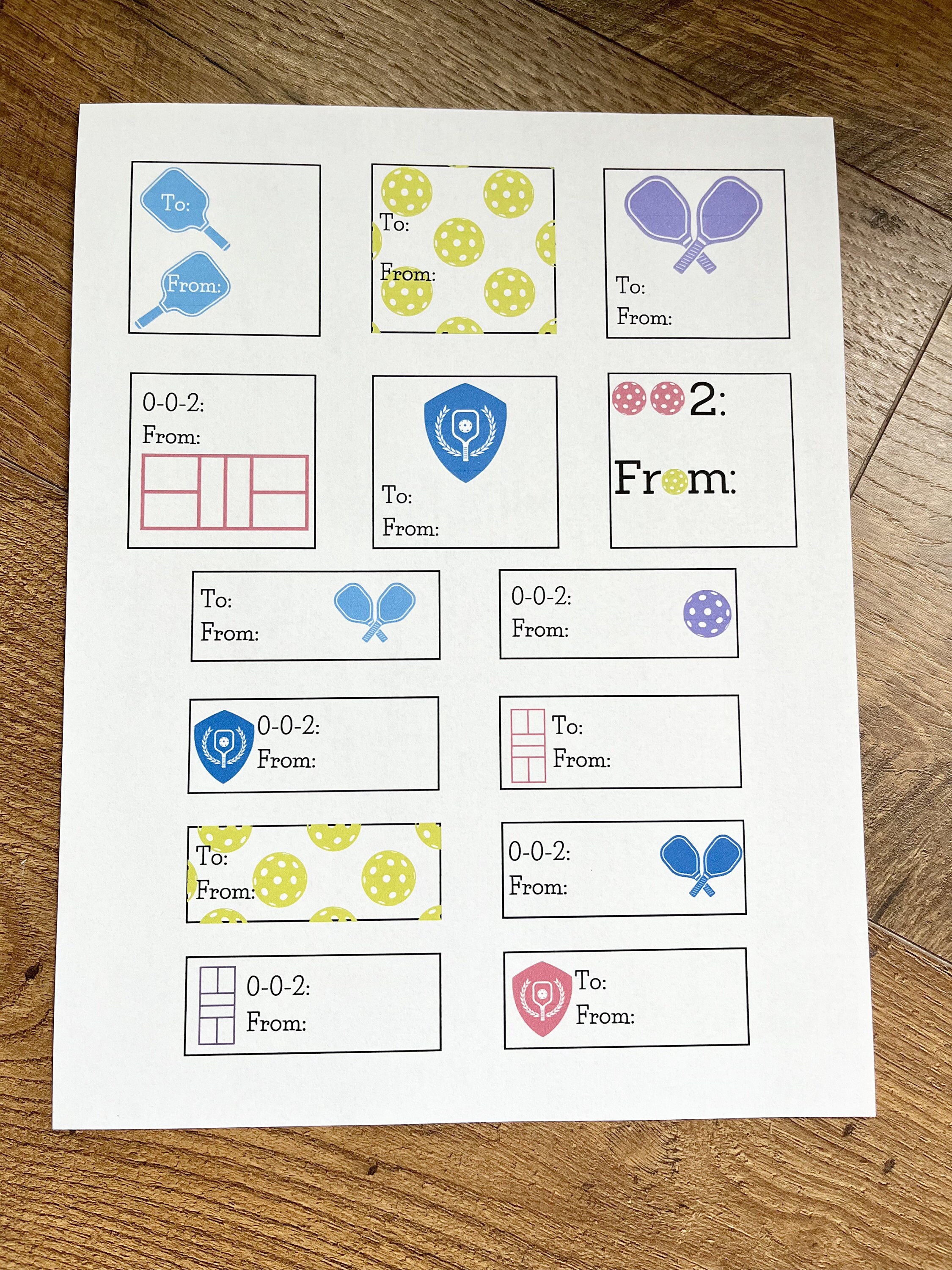 Pickleball Gift Tags - Bright and Cheery Colors | Instant Download ...