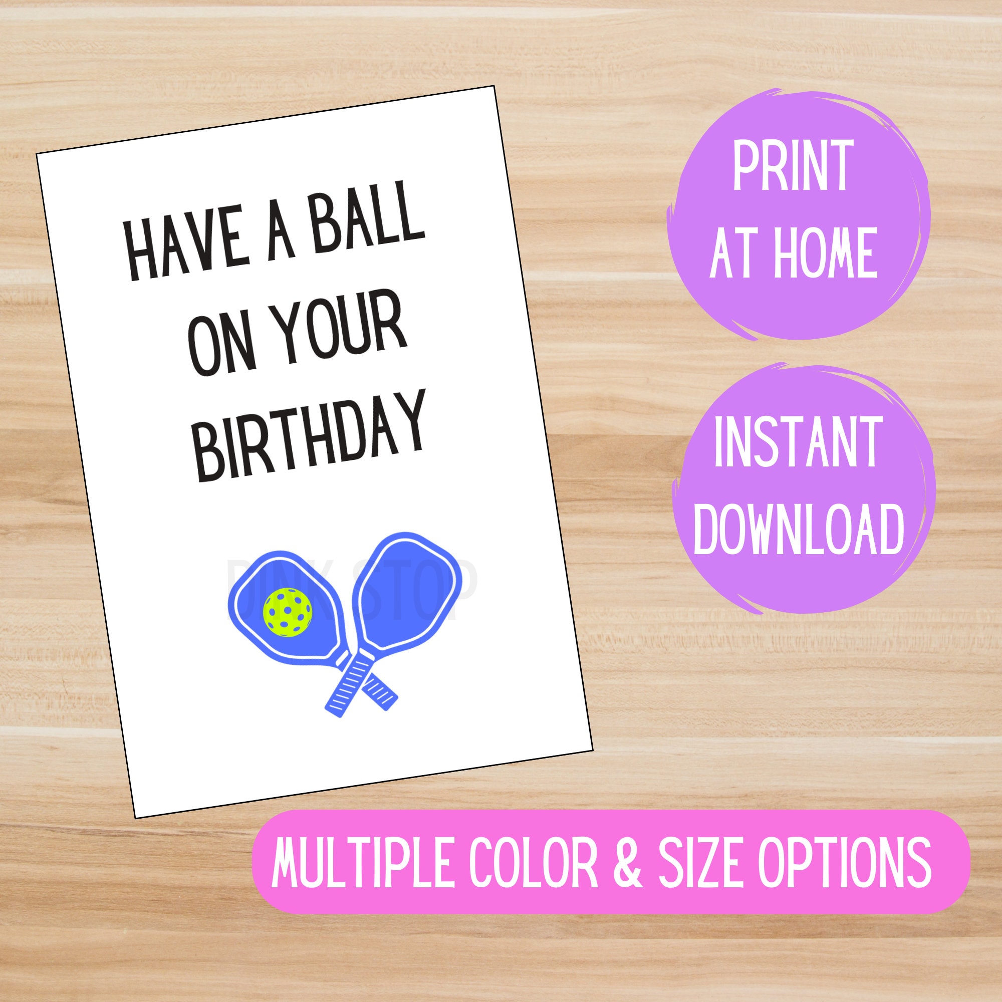 Have a Ball Pickleball Birthday Card Digital Download | Print at Home ...