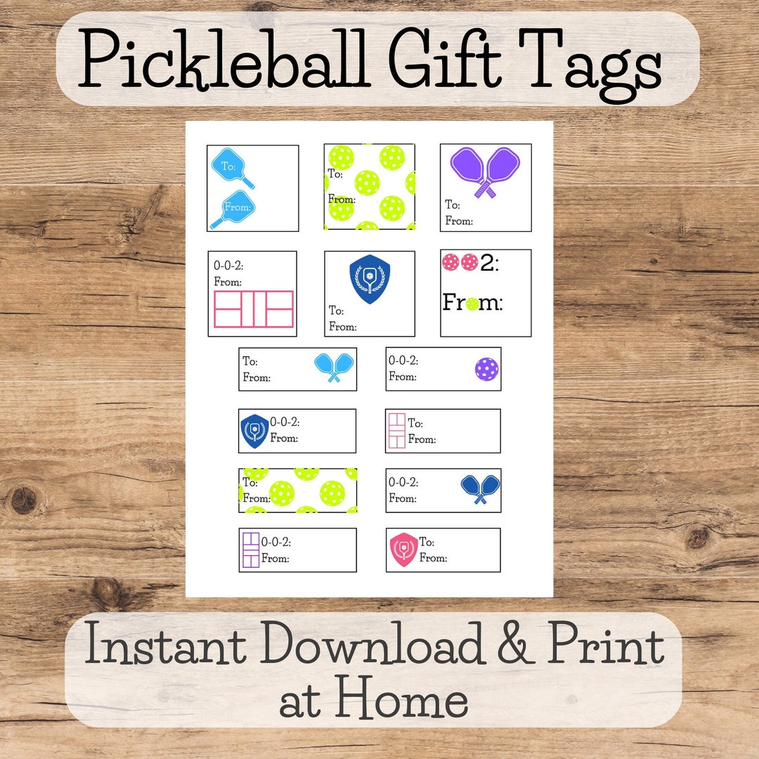 Pickleball Gift Tags - Bright and Cheery Colors | Instant Download ...