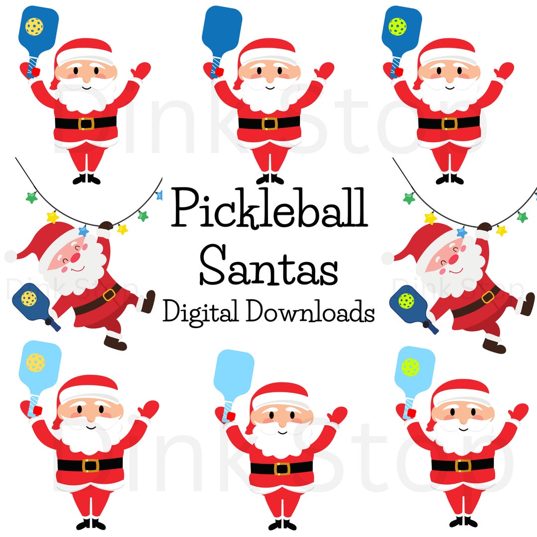 Santa Pickleball Clipart Downloads | Pickleball Christmas Download ...