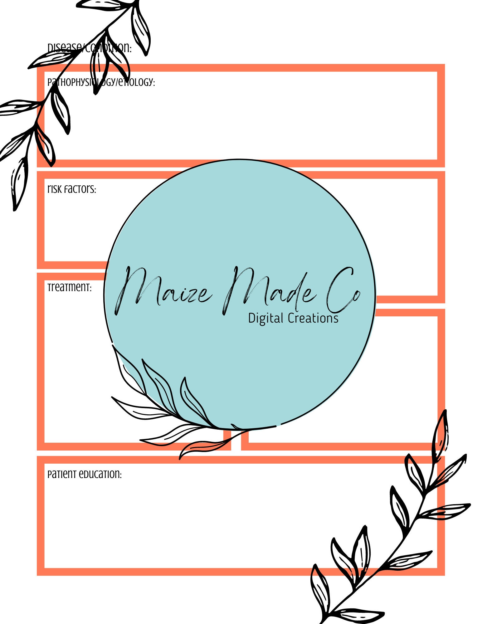 Pathophysiology Worksheet Bundle - Etsy