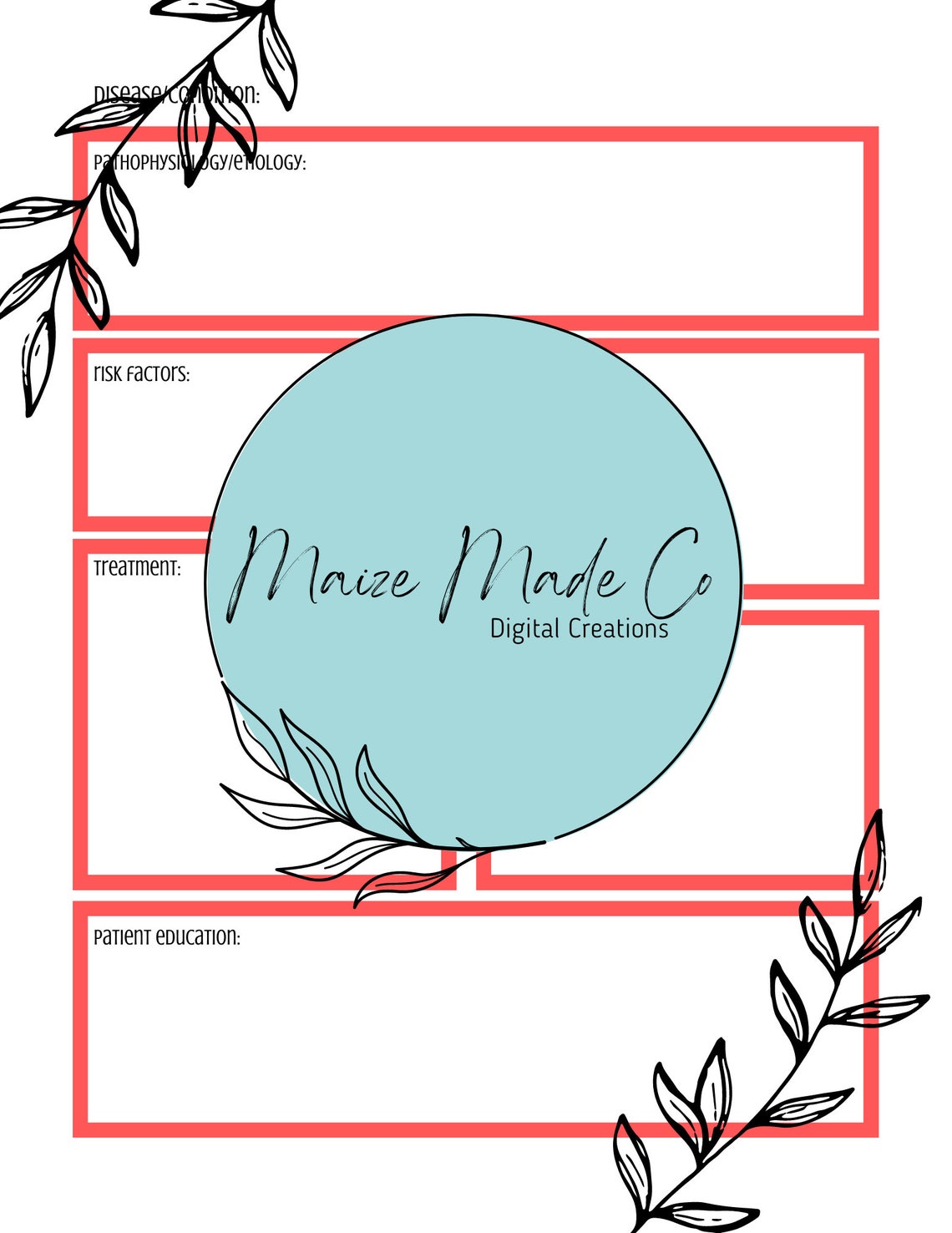 Pathophysiology Worksheet Bundle - Etsy