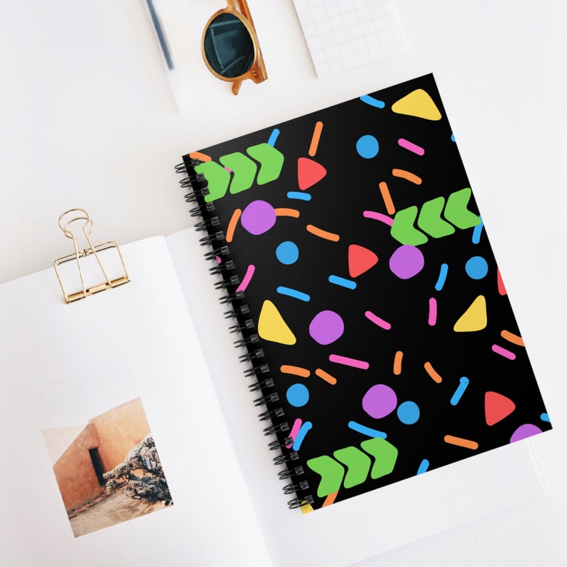 80s Neon Retro Theme Spiral Notebook Ruled Line - Etsy