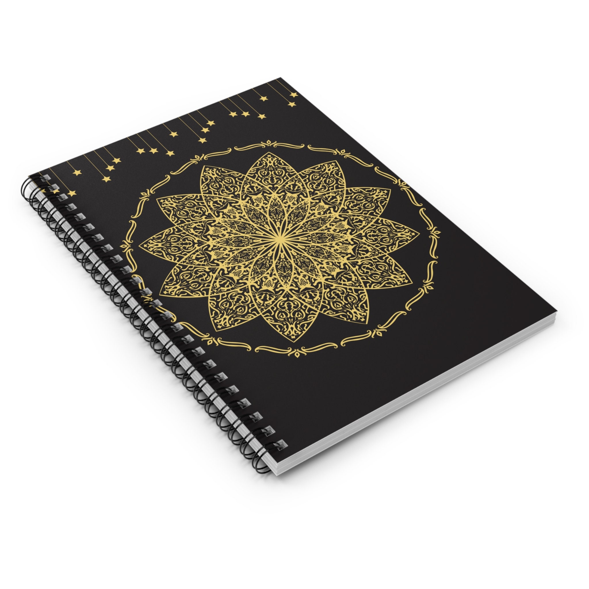 Mandala Notebook Gold Mandala and Stars Spiral Notebook Ruled Line - Etsy
