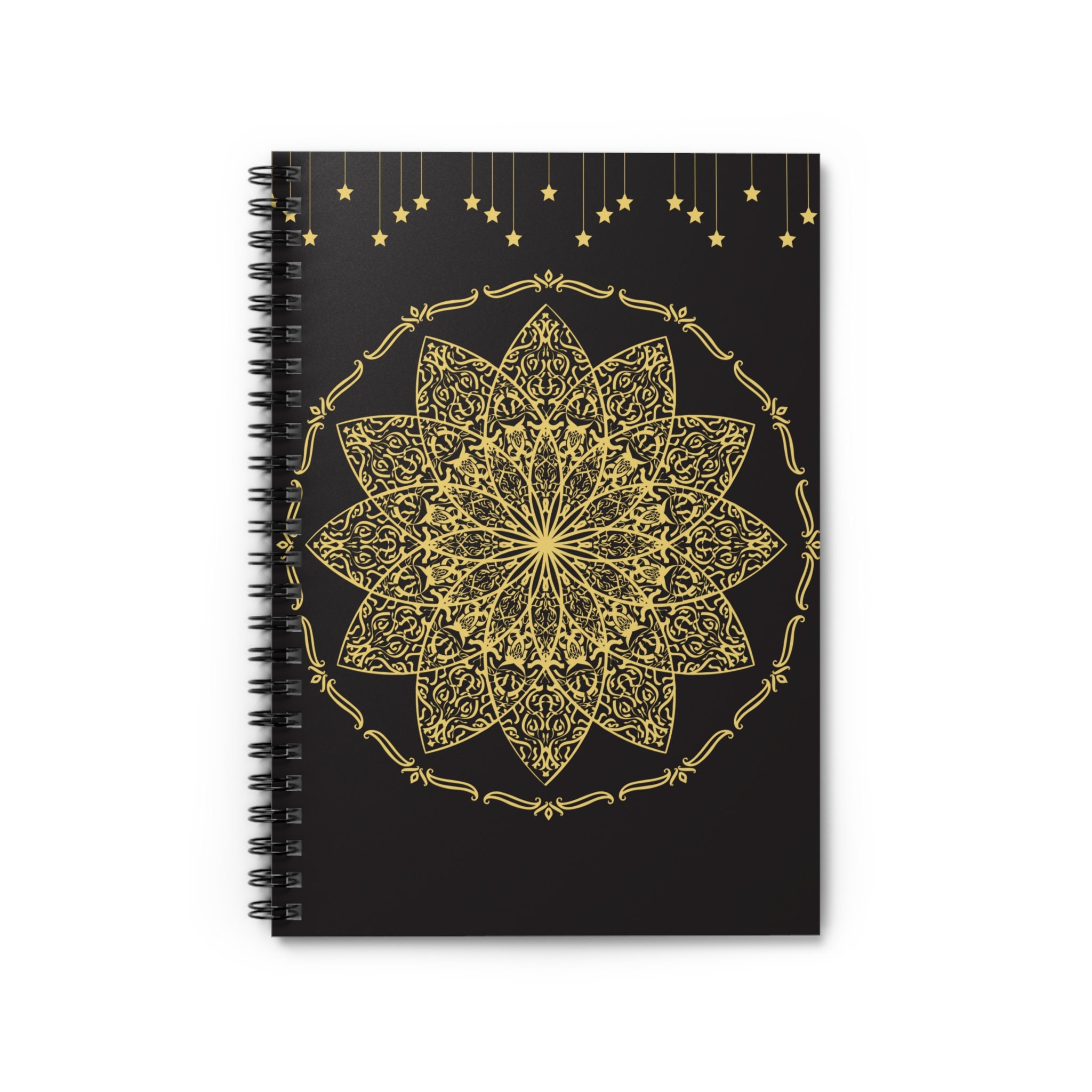 Mandala Notebook Gold Mandala and Stars Spiral Notebook Ruled Line - Etsy