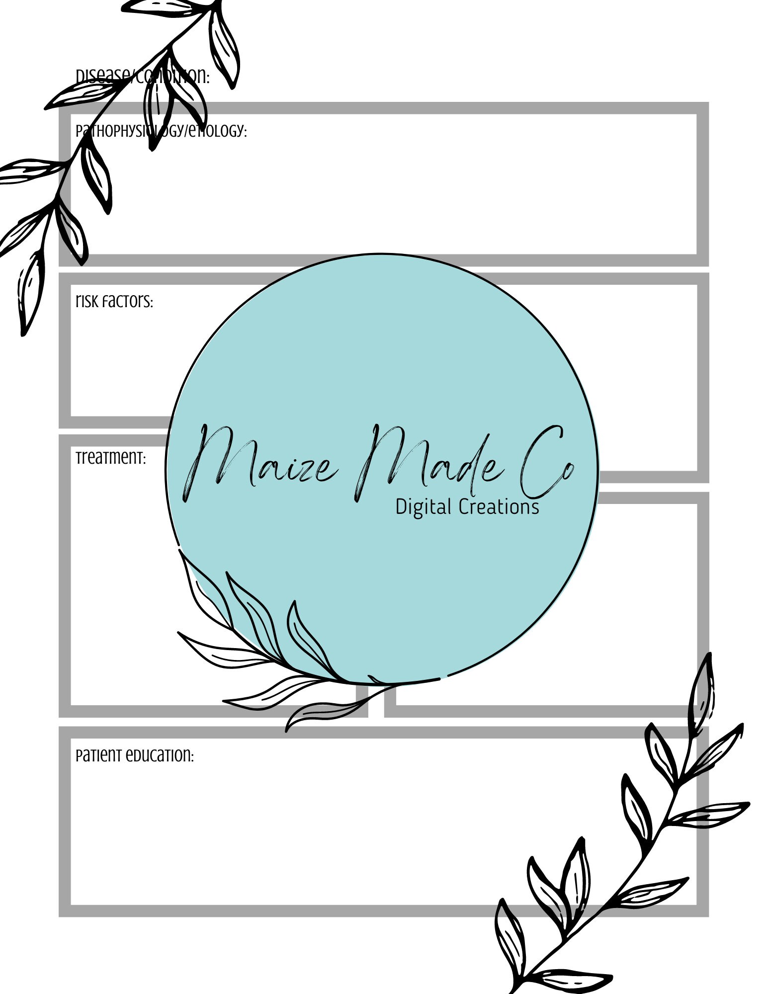 Pathophysiology Worksheet Bundle - Etsy