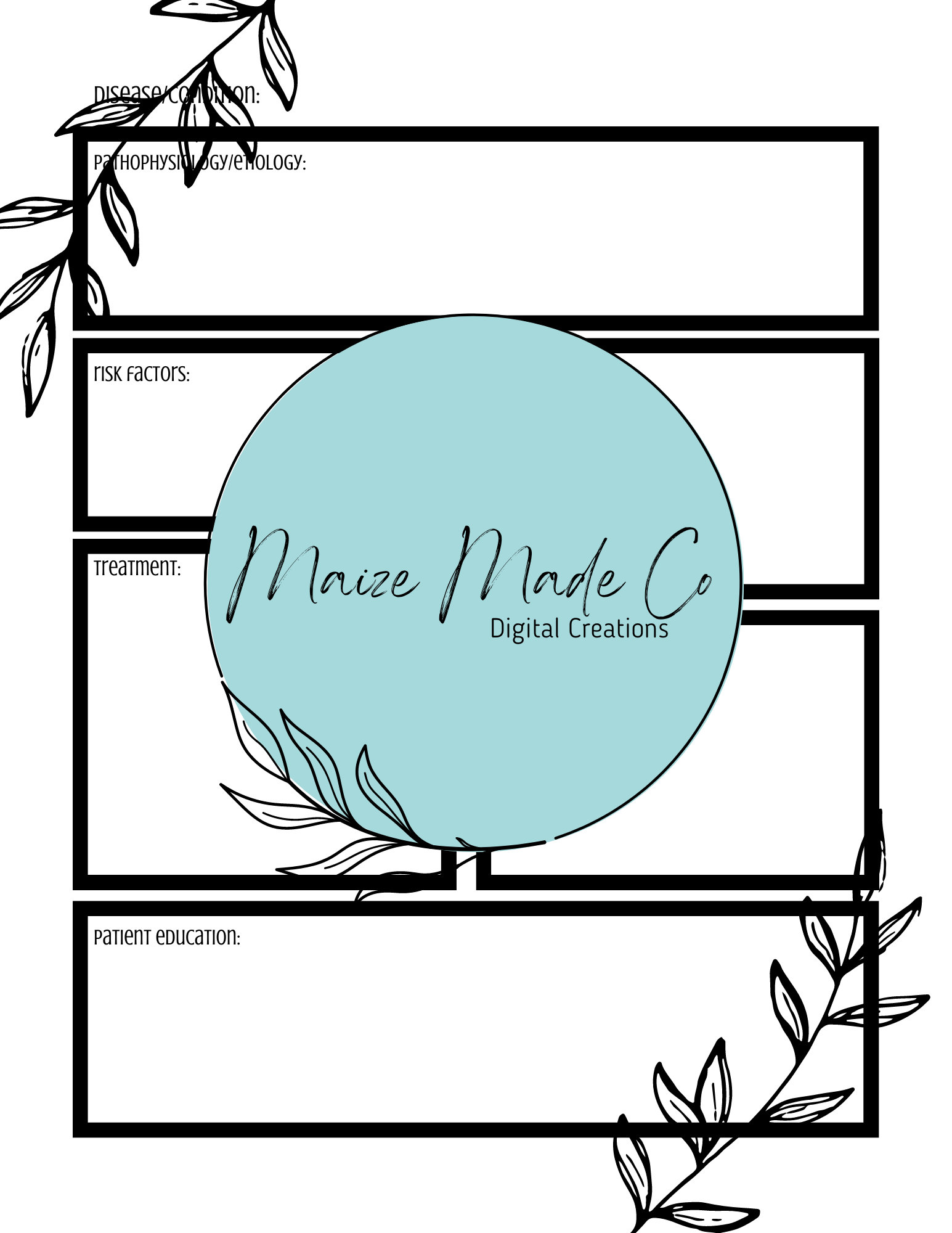 Pathophysiology Worksheet Bundle - Etsy