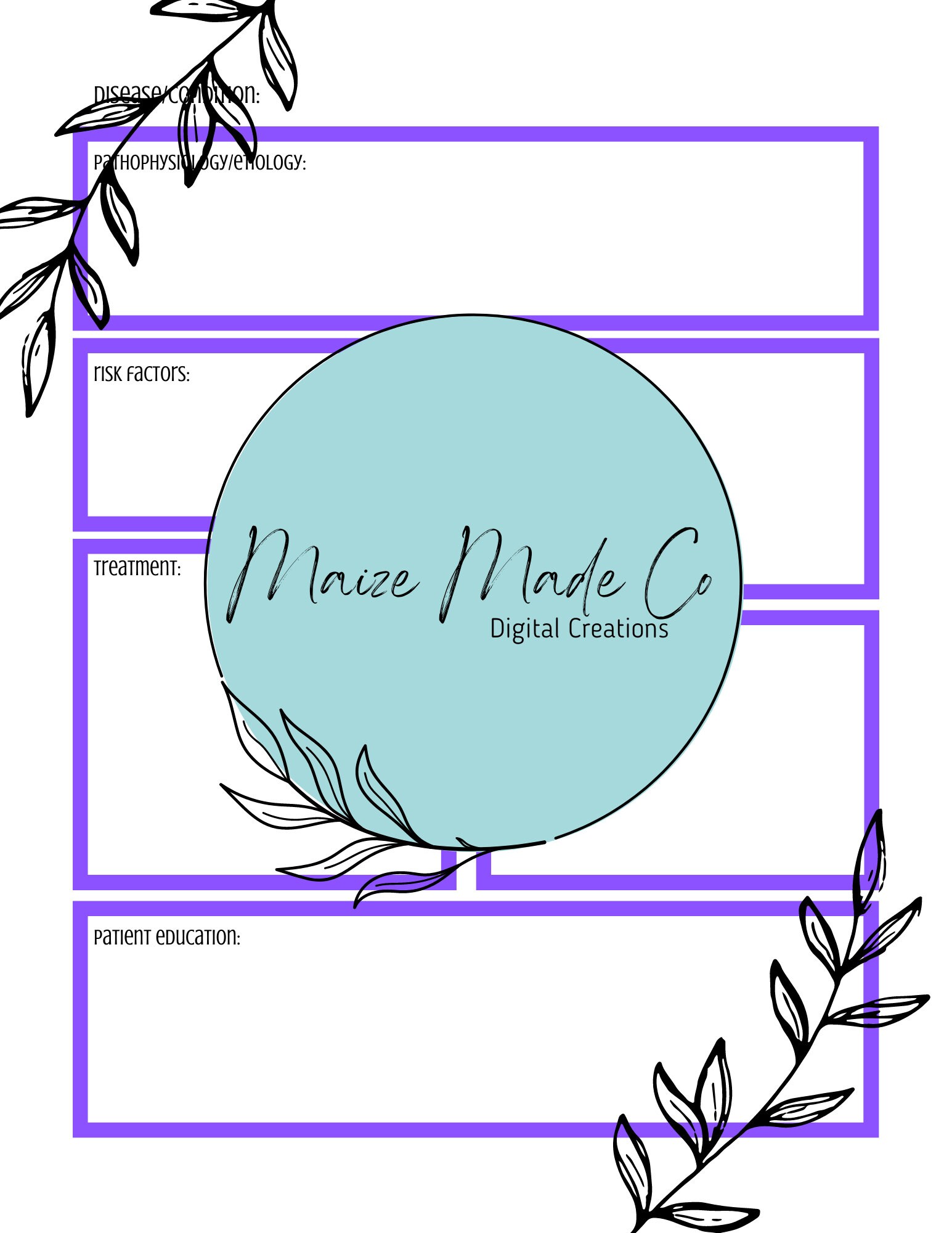 Pathophysiology Worksheet Bundle - Etsy