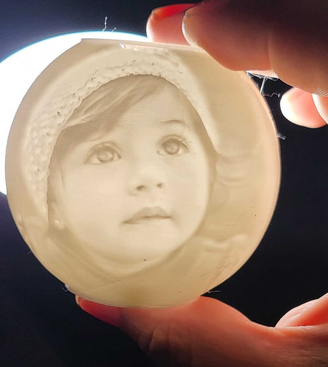 3D Printed Custom Your Photo Lithophane Sphere Ornament With Light ...