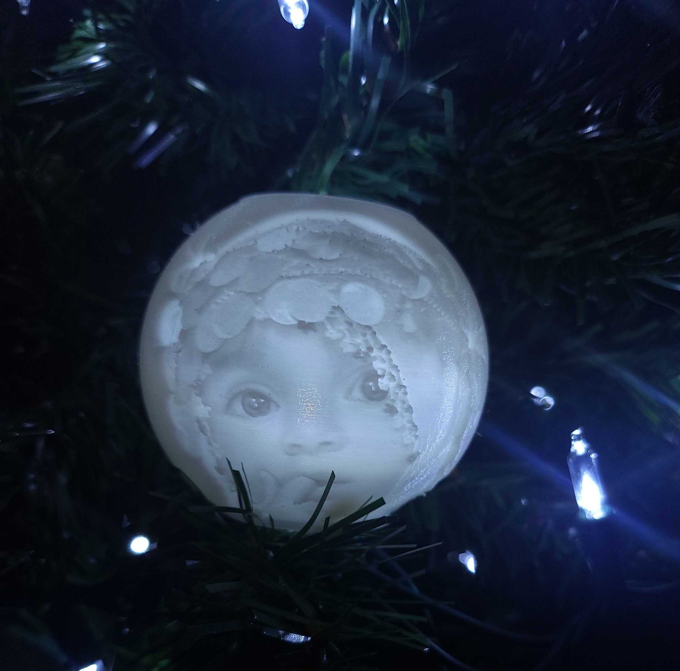 3D Printed Custom Your Photo Lithophane Sphere Ornament With Light ...