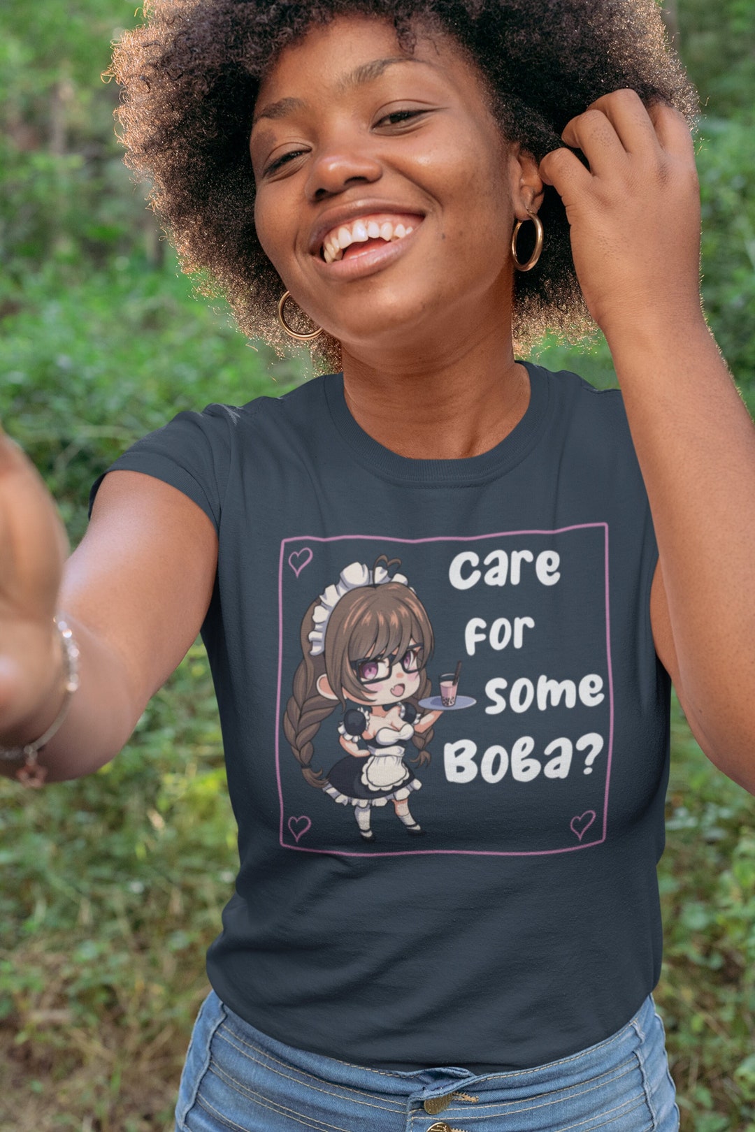 Boba Tea Maid Anime Shirt, Chibi Art Tee, Gift for Weebs, Girl With ...