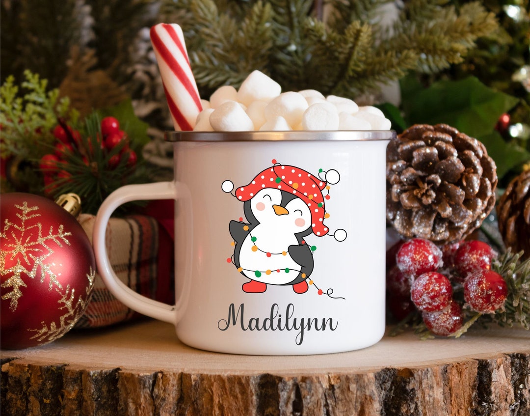Penguin Name Mug, Hot Cocoa Christmas Movie Watching Mug, Personalized ...