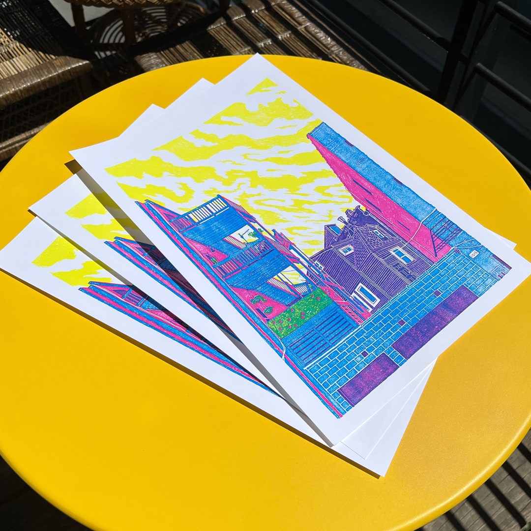 Architectural 3 Color Screenprint Wall Art Poster on 11x17" 100lb White ...