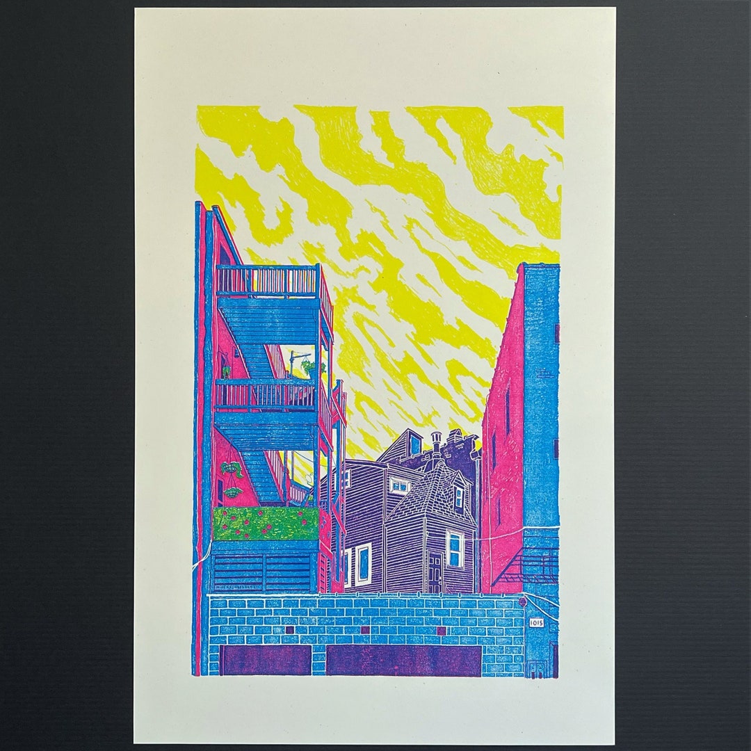 Architectural 3 Color Screenprint Wall Art Poster on 12.5x19 French ...