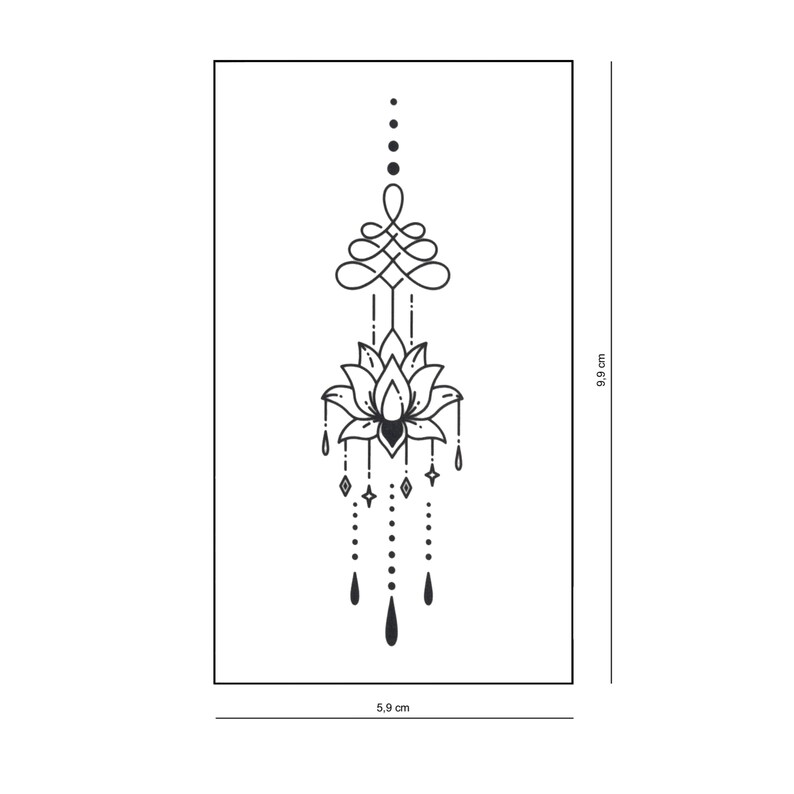 Temporary Tattoo Open Lotus Flower Set Of 2 Or Set Of 3 Motif 11 Etsy