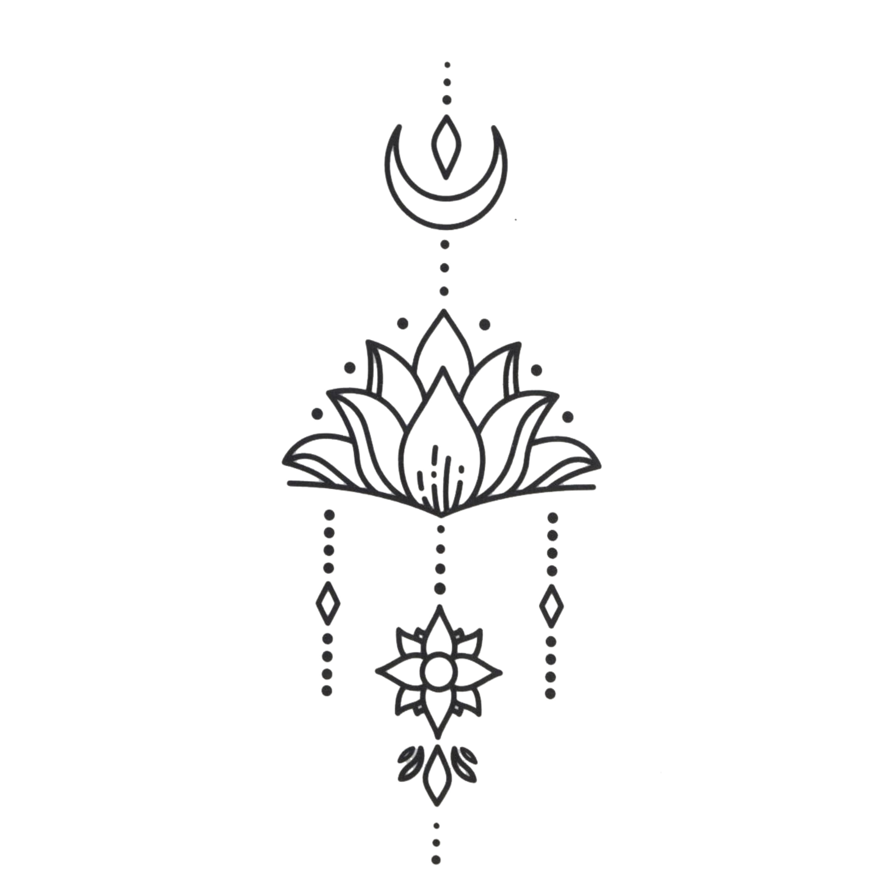 Temporary Tattoo Open Lotus Flower Set Of 2 Or Set Of 3 Etsy
