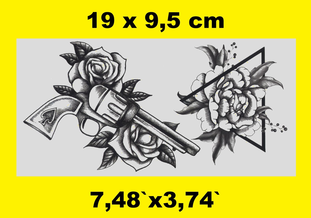 Temporary Revolver Rose Tattoo in Black and White - Size Tattoo Carrier ...