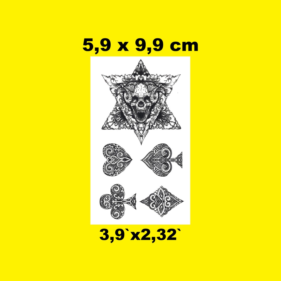 Devil, Clubs, Spades, Hearts and Diamonds as a Temporary Tattoo in ...