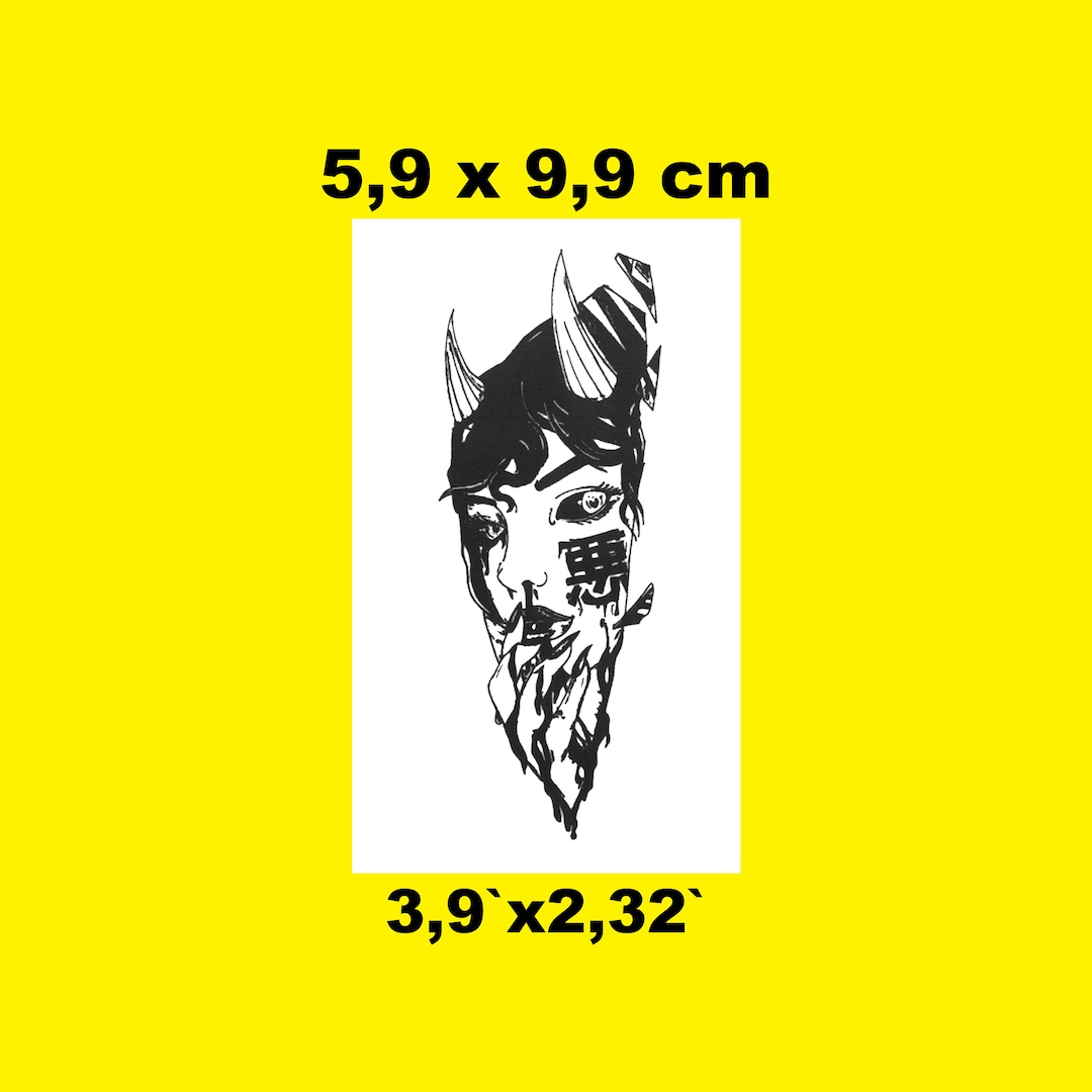 Female Devil Mask as a Temporary Tattoo in Black and White Available as ...