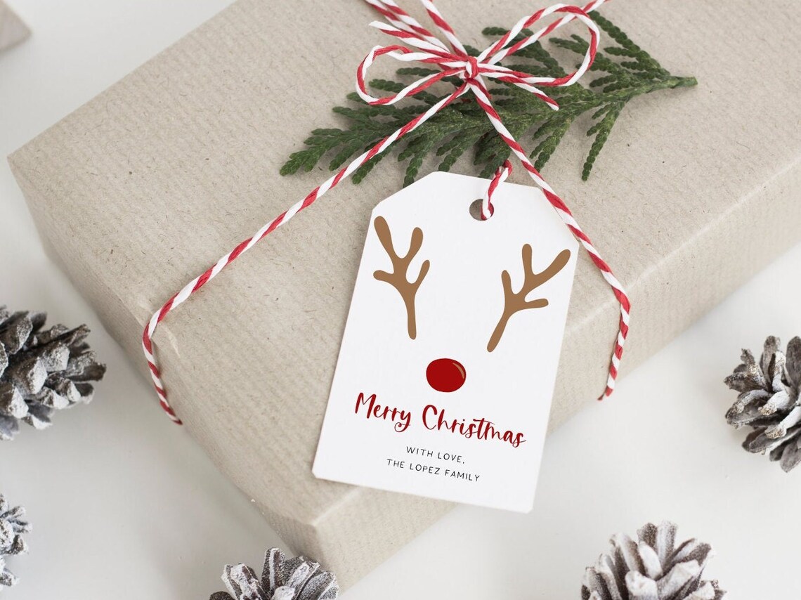 Red Nose Reindeer Gift Tag Reindeer Gift Tag Editable Gift Tag - Etsy