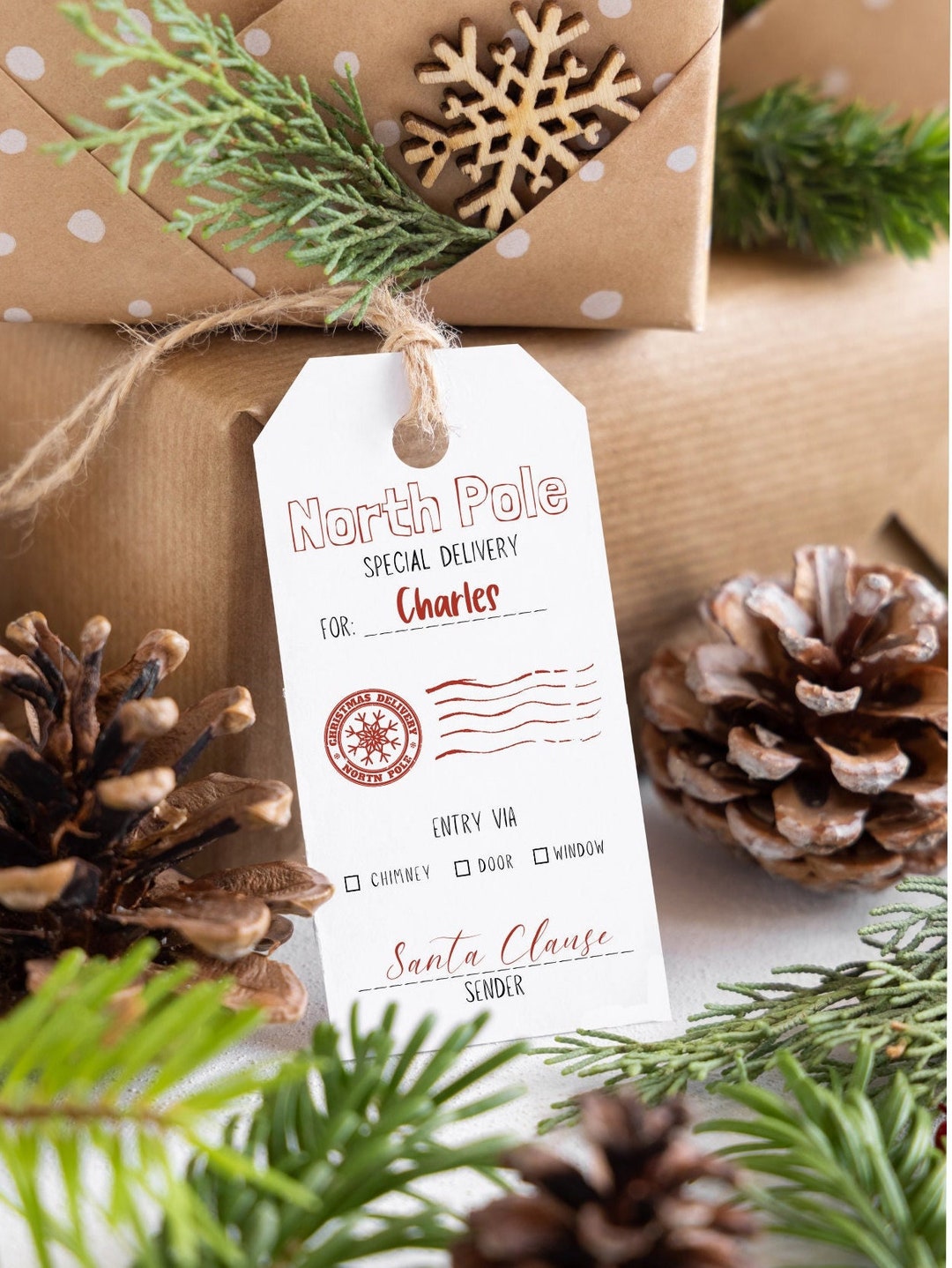 North Pole Gift Tag Christmas Gift Tag Editable Gift Tag - Etsy