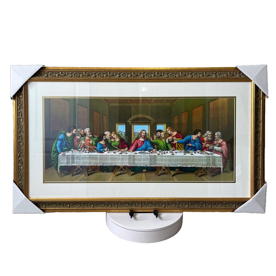 Last Supper Wall Art With Frame, Large Christian Wall Decor, Glass ...