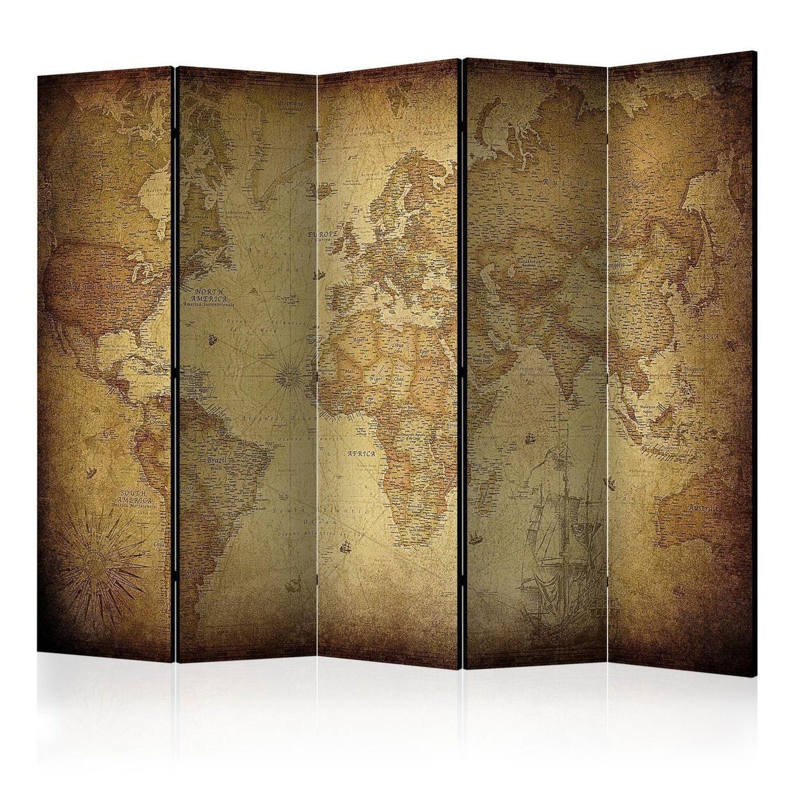 Single-sided Room Divider, Screen - Old Map II - 225 X 172 Cm. - Etsy