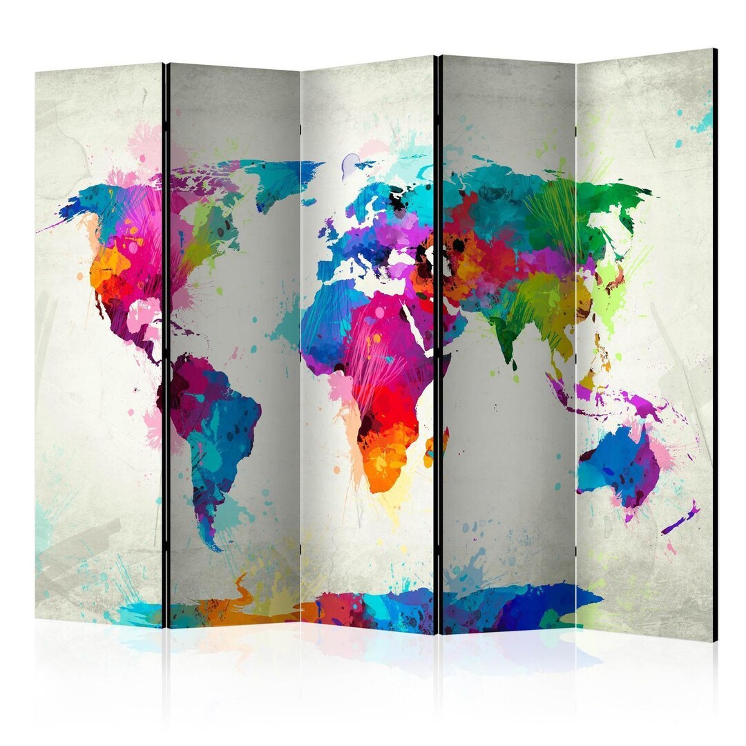 One-sided Room Divider, Screen - the Map of Happiness II - 225 X 172 Cm ...