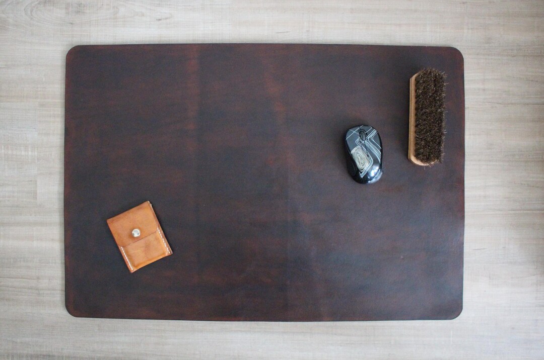 World's THICKEST Full-grain Leather Deskpad. Leather Desk Mat, Large ...