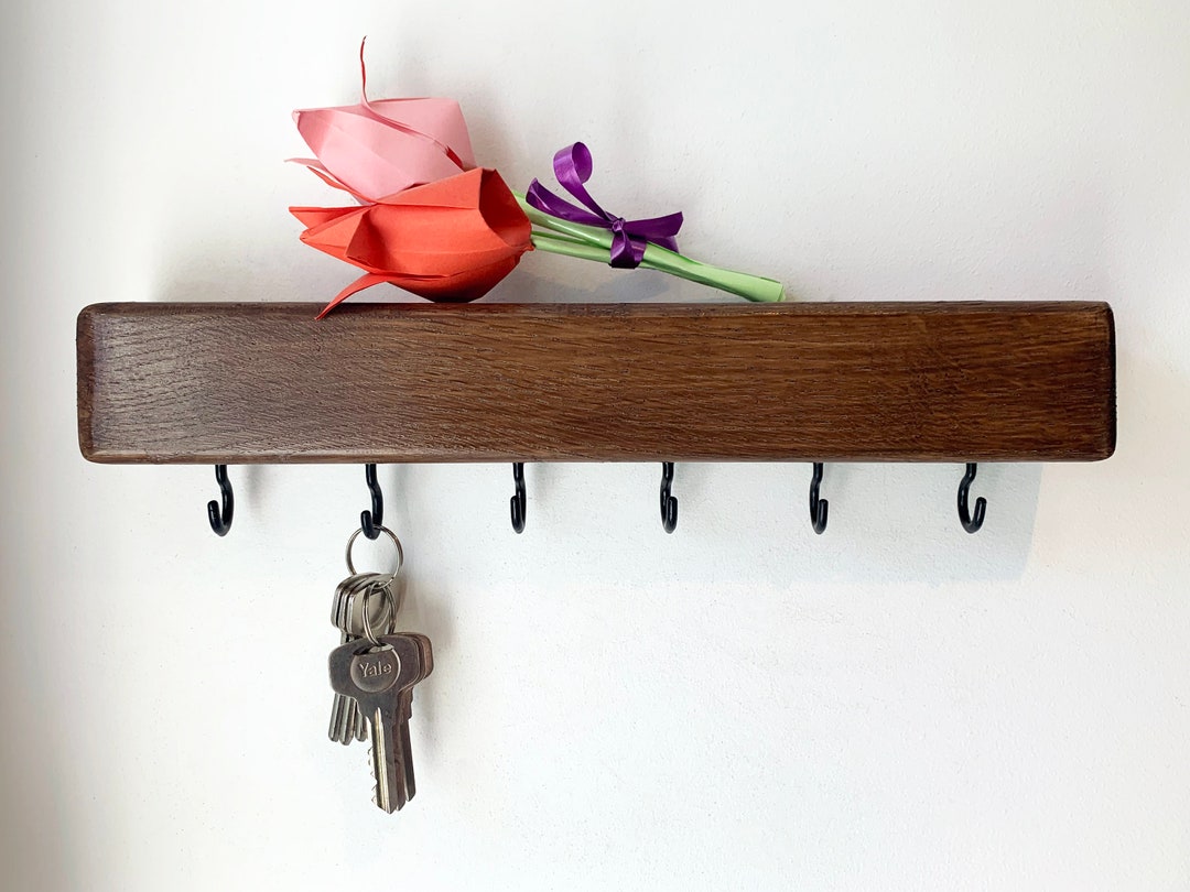 Solid Oak Wall Keychain - Etsy