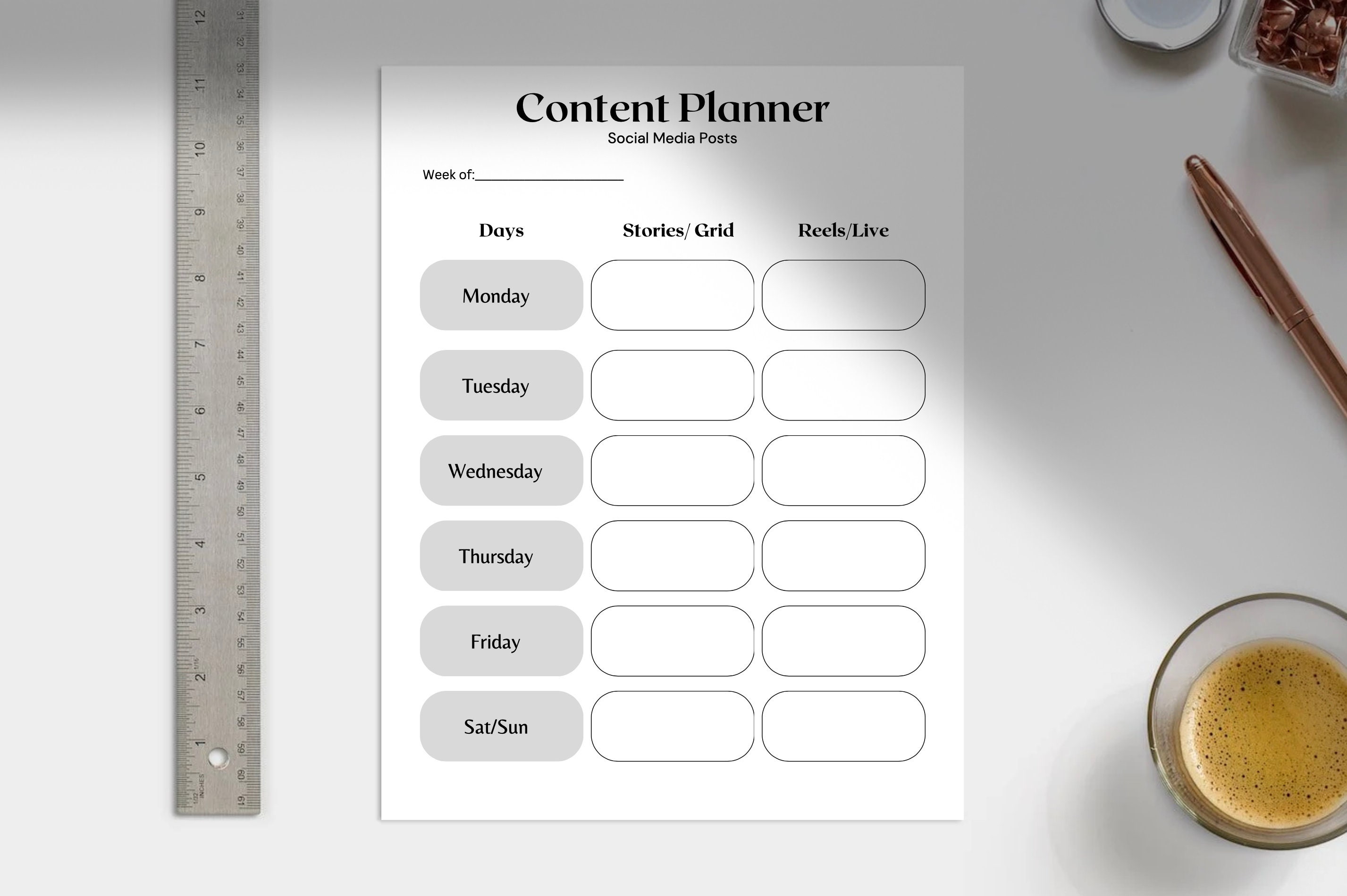 Content Planner, Weekly Planner, Printable Content Planner ...