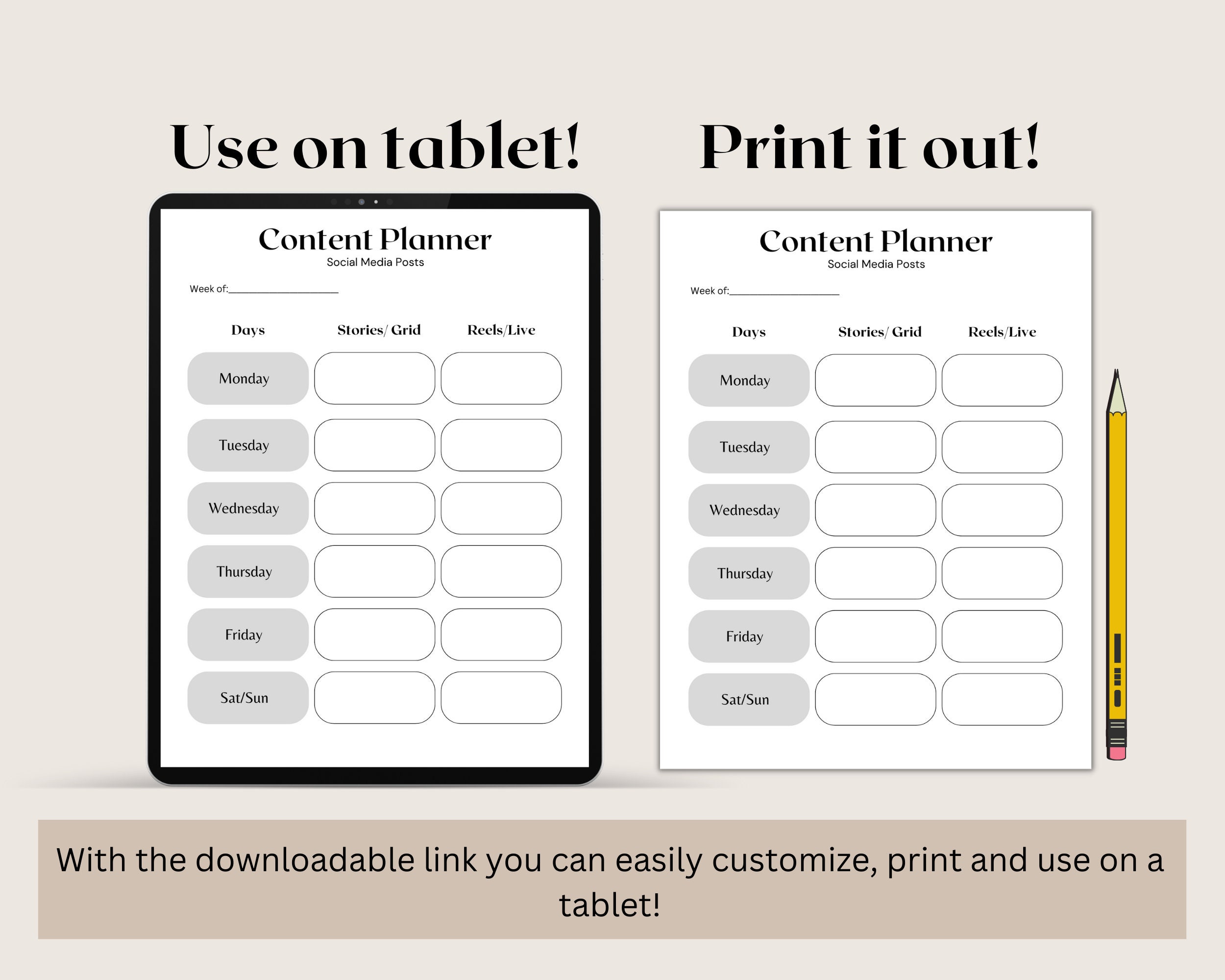 Content Planner, Weekly Planner, Printable Content Planner ...