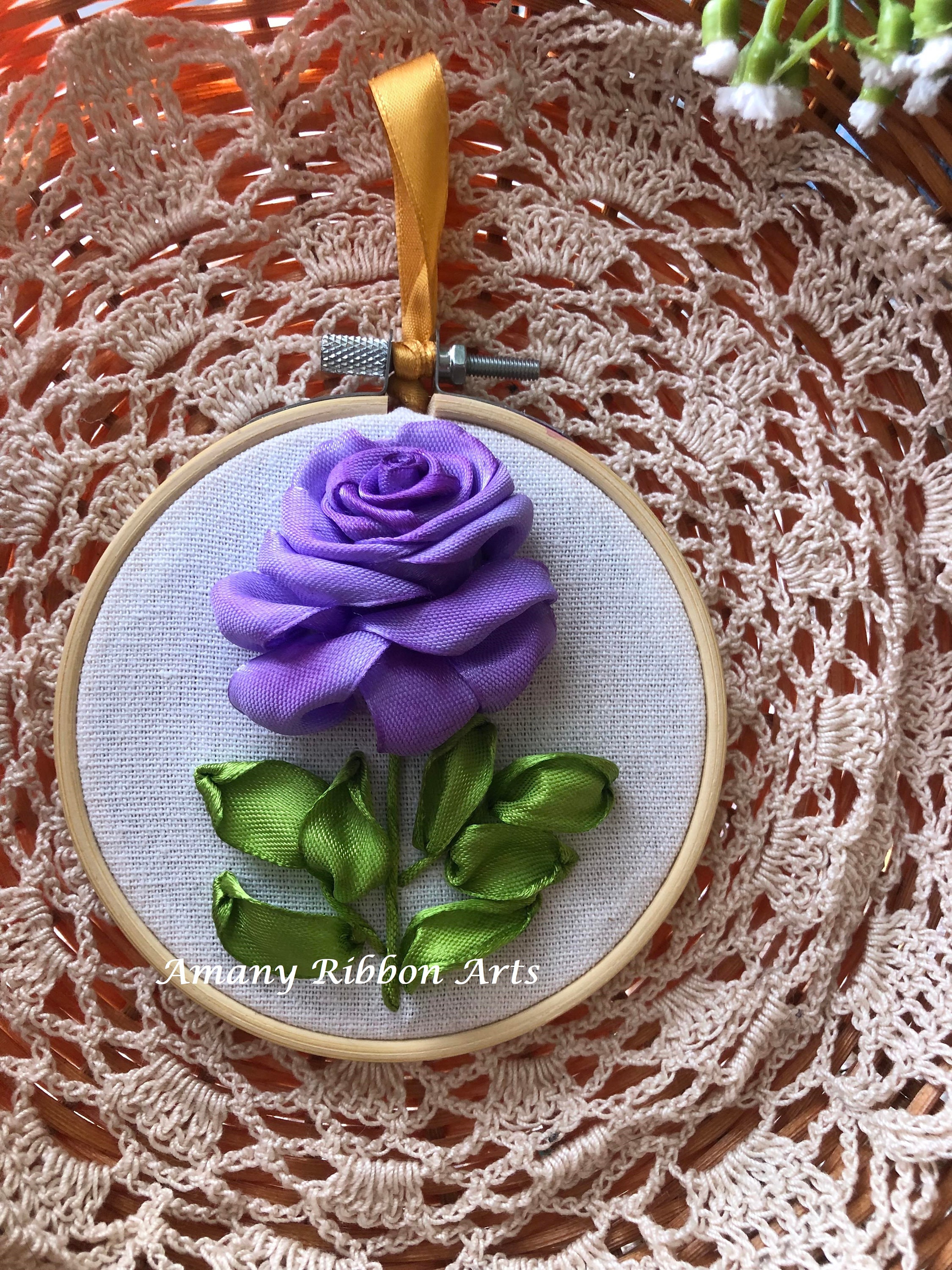Rose Ribbon Embroidery: 3D Handmade Hoop Art Wall Hanging - Etsy