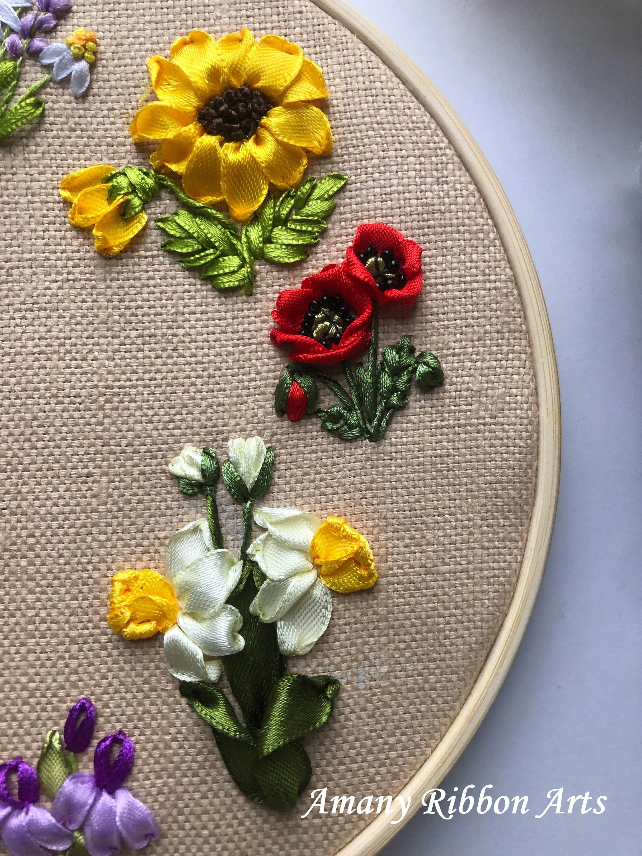 Diverse Ribbon Embroidered Flowers, Ribbon Embroidered, Embroidered ...