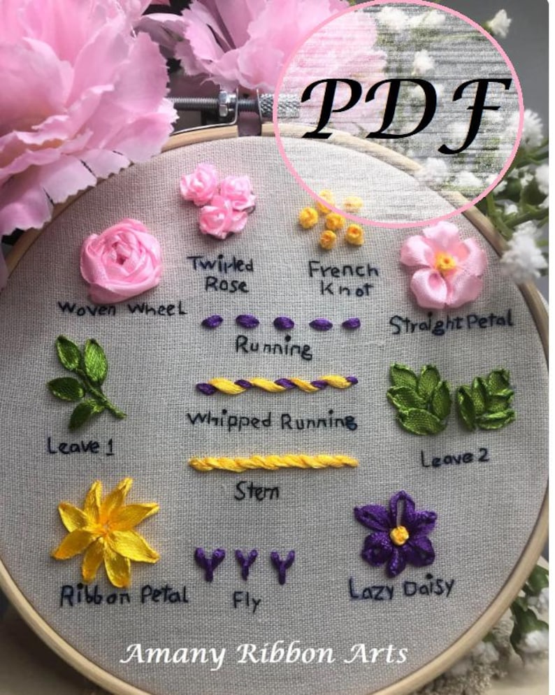 Ribbon Embroidery Stitches: Beginner's Guide PDF Pattern - Etsy
