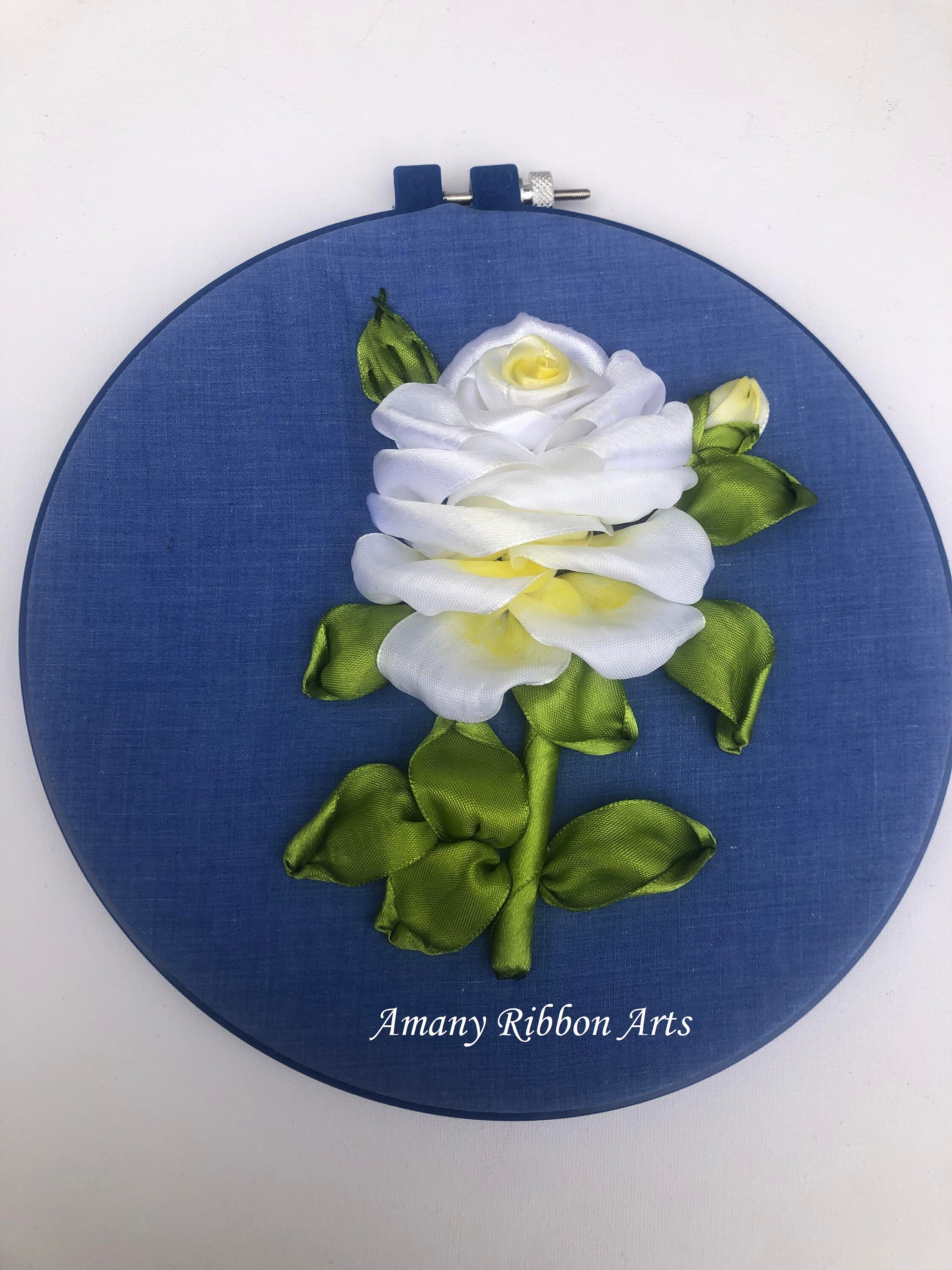 Embroidered Rose, Ribbon Work, Ribbon Embroidery Art, Wall Hanging Art ...