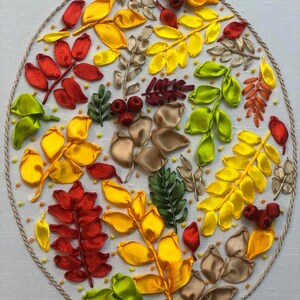 Fall Embroidery, Embroidered Fall Design, Ribbon Work, Ribbon ...